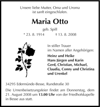 Traueranzeigen von Maria Otto | Trauer.HNA.de