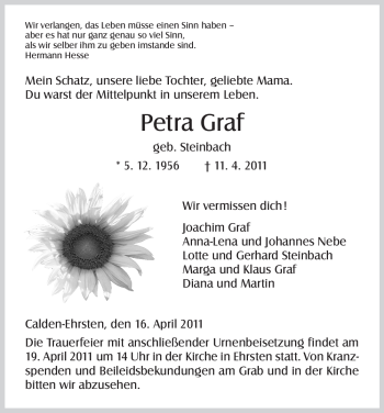 Traueranzeigen von Petra Graf | Trauer.HNA.de