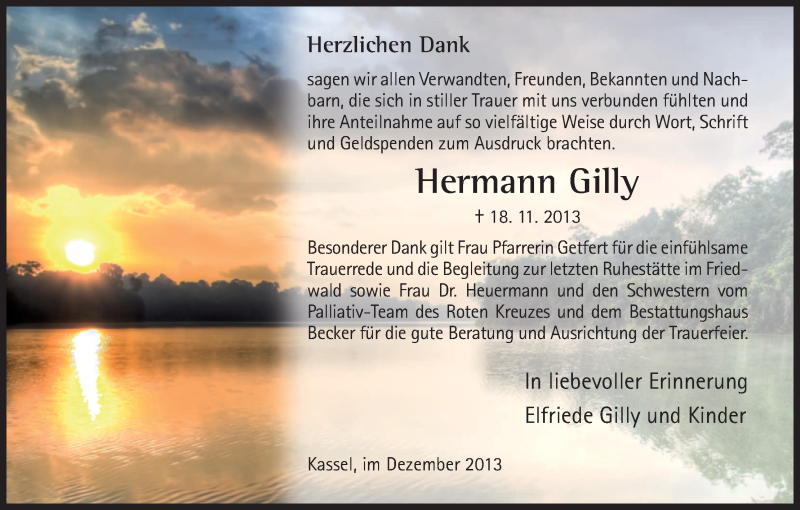 Traueranzeigen von Hermann Gilly | Trauer.HNA.de