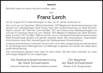 Traueranzeigen von Franz Lerch | Trauer.HNA.de