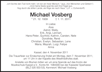 Traueranzeigen von Michael Vosberg | Trauer.HNA.de