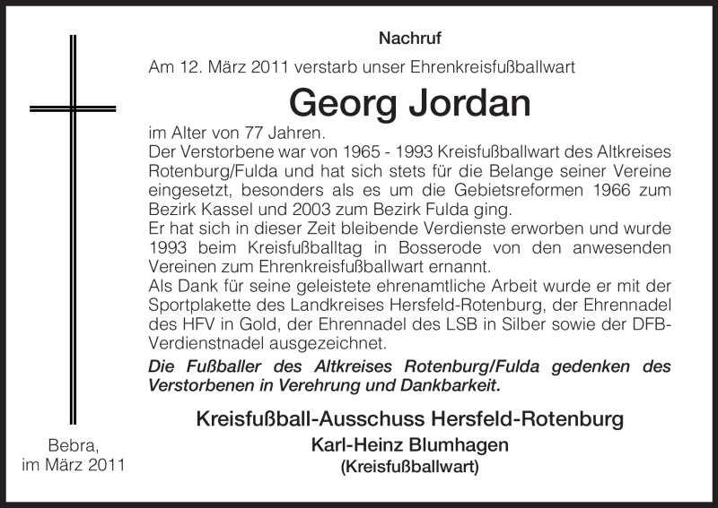 Traueranzeigen von Georg Jordan | Trauer.HNA.de