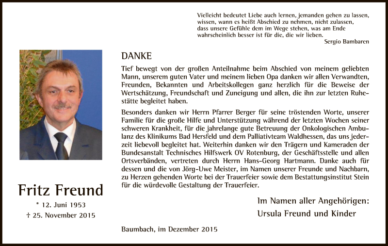 Traueranzeigen von Fritz Freund | Trauer.HNA.de