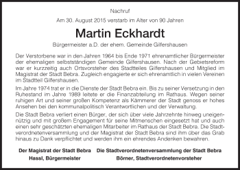 Traueranzeigen von Martin Eckhardt | Trauer.HNA.de