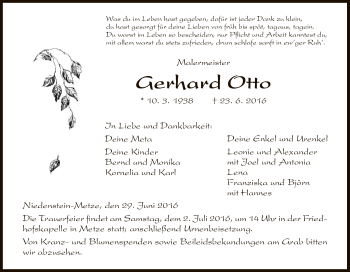 Traueranzeigen von Gerhard Otto | Trauer.HNA.de