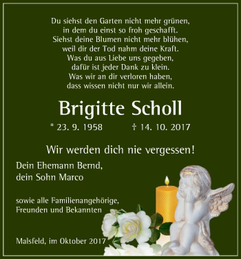 Traueranzeigen von Brigitte Scholl | Trauer.HNA.de