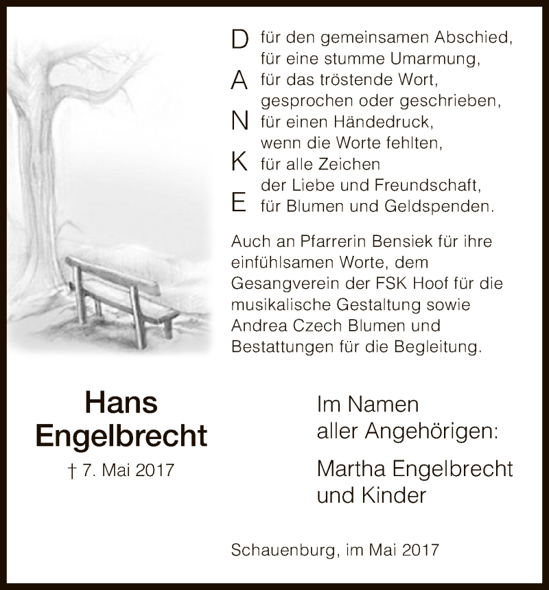 Traueranzeigen von Hans Engelbrecht | Trauer.HNA.de