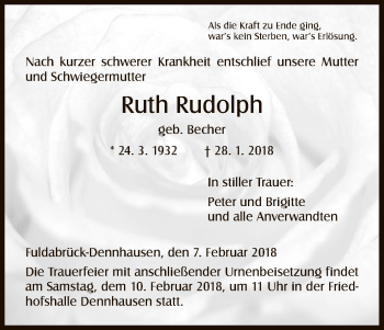 Traueranzeigen von Ruth Rudolph | Trauer.HNA.de