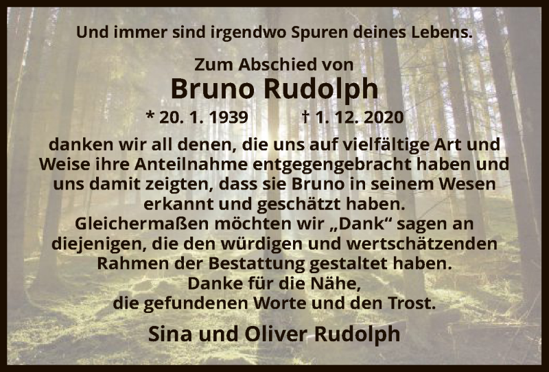 Traueranzeigen von Bruno Rudolph | Trauer.HNA.de
