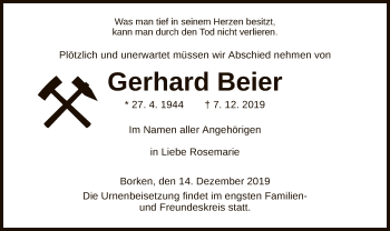 Traueranzeigen von Gerhard Beier | Trauer.HNA.de