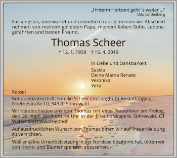 Traueranzeigen von Thomas Scheer | Trauer.HNA.de