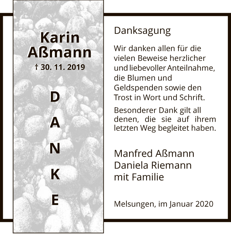 Traueranzeigen von Karin Aßmann | Trauer.HNA.de