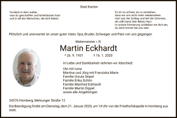 Traueranzeigen von Martin Eckhardt | Trauer.HNA.de