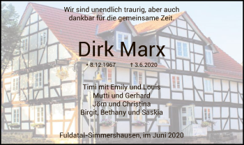 Traueranzeigen von Dirk Marx | Trauer.HNA.de
