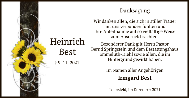 Traueranzeigen von Heinrich Best | Trauer.HNA.de