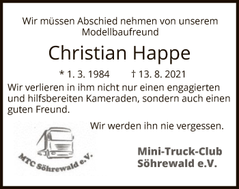 Traueranzeigen von Christian Happe | Trauer.HNA.de