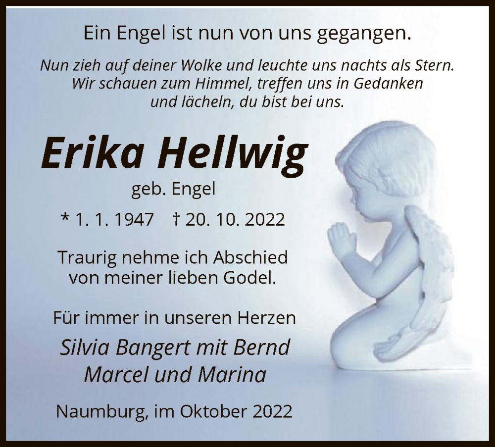 Traueranzeigen von Erika Hellwig | Trauer.HNA.de