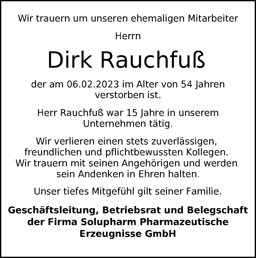 Traueranzeigen von Dirk Rauchfuß | Trauer.HNA.de