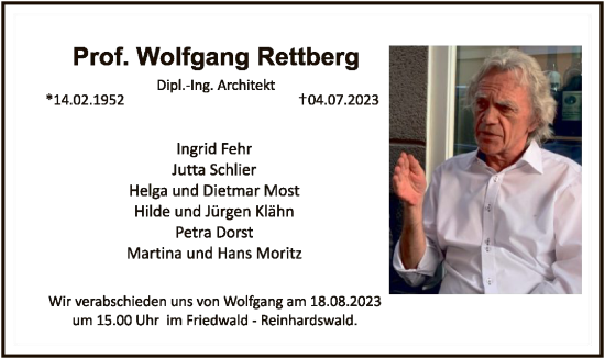 Traueranzeigen von Wolfgang Rettberg | Trauer.HNA.de