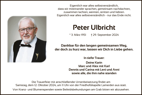 Traueranzeigen von Peter Ulbricht | Trauer.HNA.de