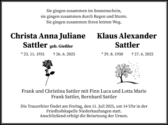 Gedenkkerzen von Christa Christa Anna Juliane und Klaus Alexander ...